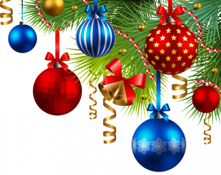 Яркие новогодние игрушки на веточке на прозрачном фоне — Все для ...